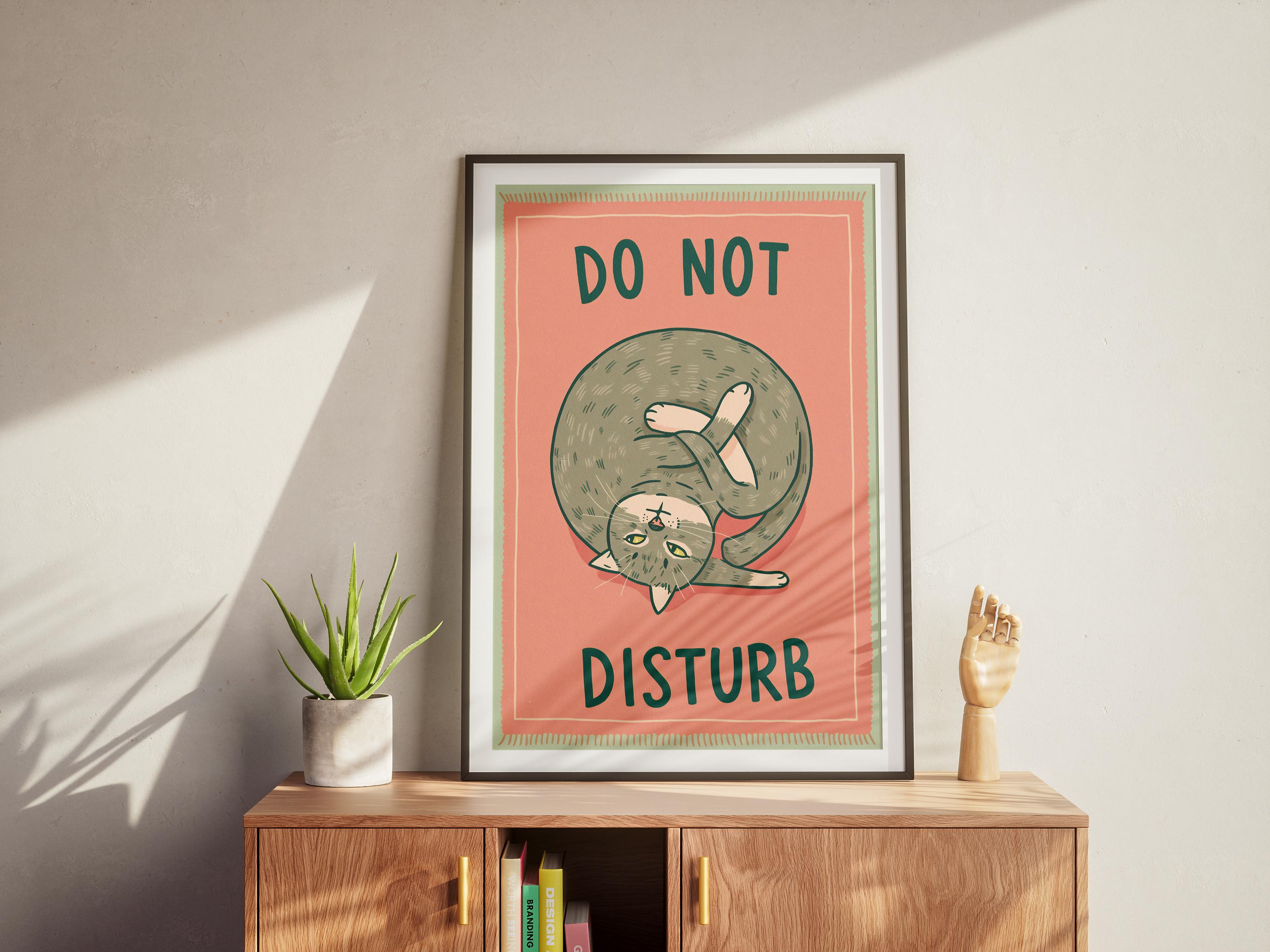 Do Not Disturb Funny Cat Printable | Cute Cat Wall Art | Cozy Pet Lover ...