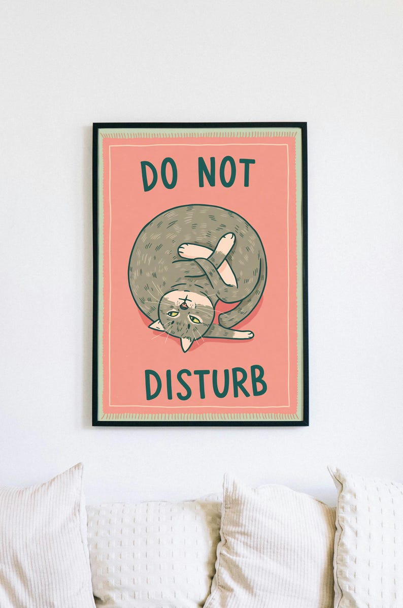 Do Not Disturb Funny Cat Printable | Cute Cat Wall Art | Cozy Pet Lover ...
