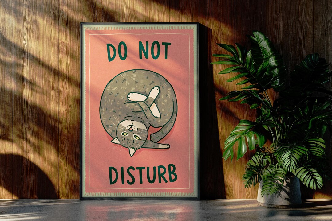 Do Not Disturb Funny Cat Printable | Cute Cat Wall Art | Cozy Pet Lover ...