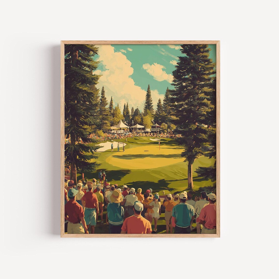 Vintage Golf Tournament Wall Art Print | Retro Golf Crowd Poster ...