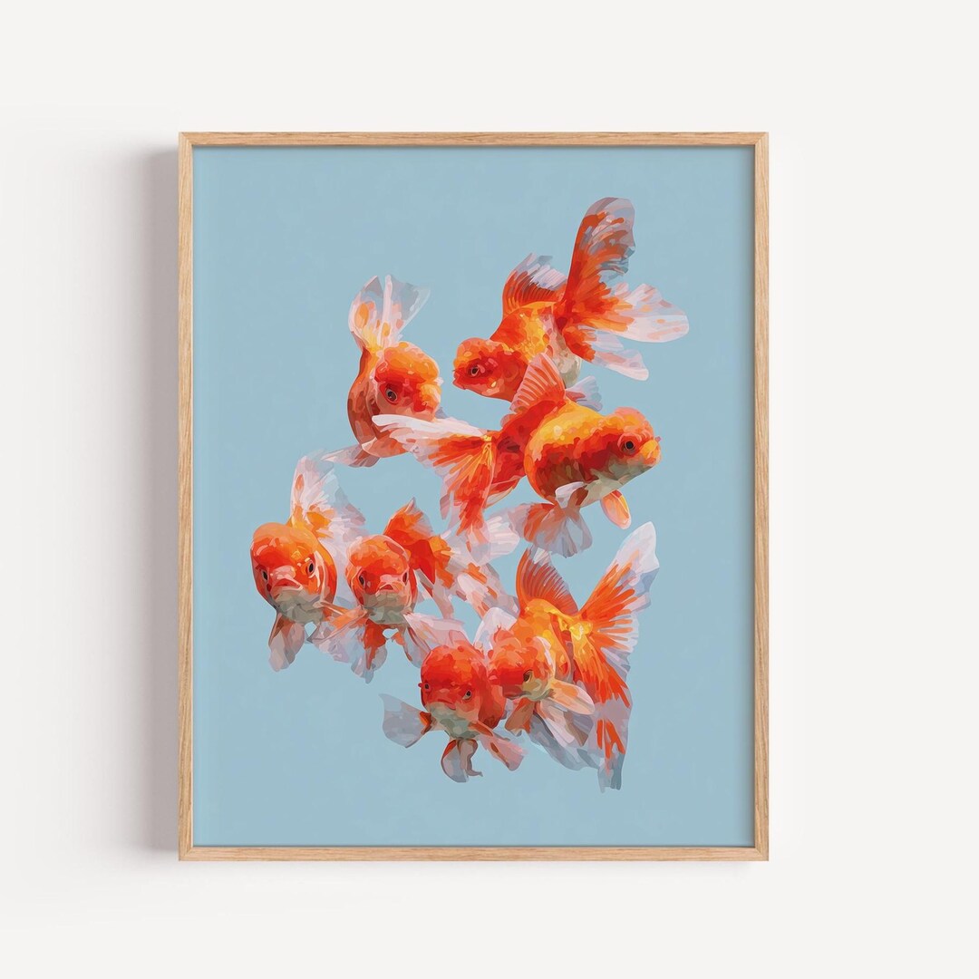 Goldfish Wall Art Print | Beach House Decor | Colorful Fish Decor ...