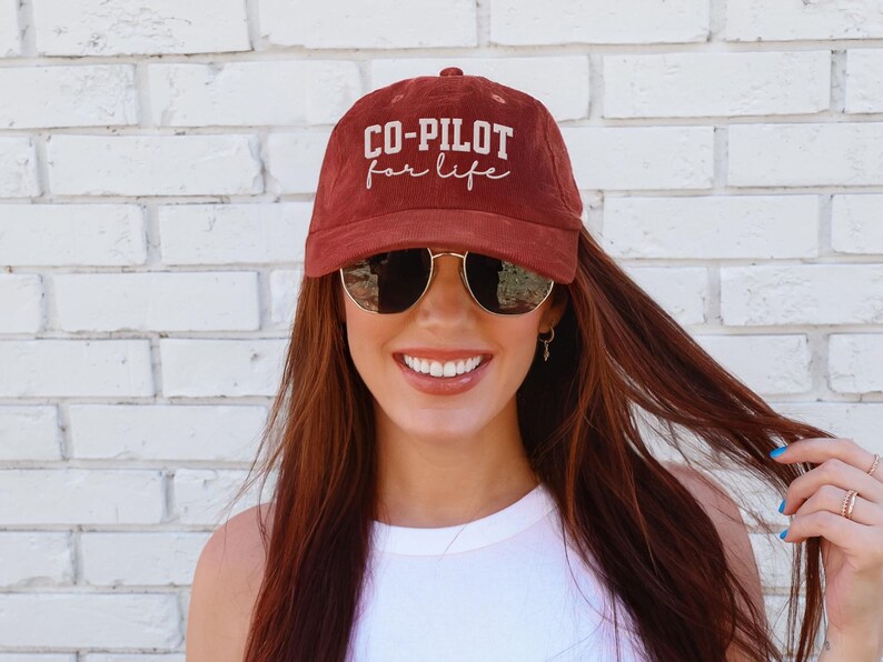 Embroidered Pilot Wife Gift Corduroy Hat Airline Pilot Wife Gift Cap ...