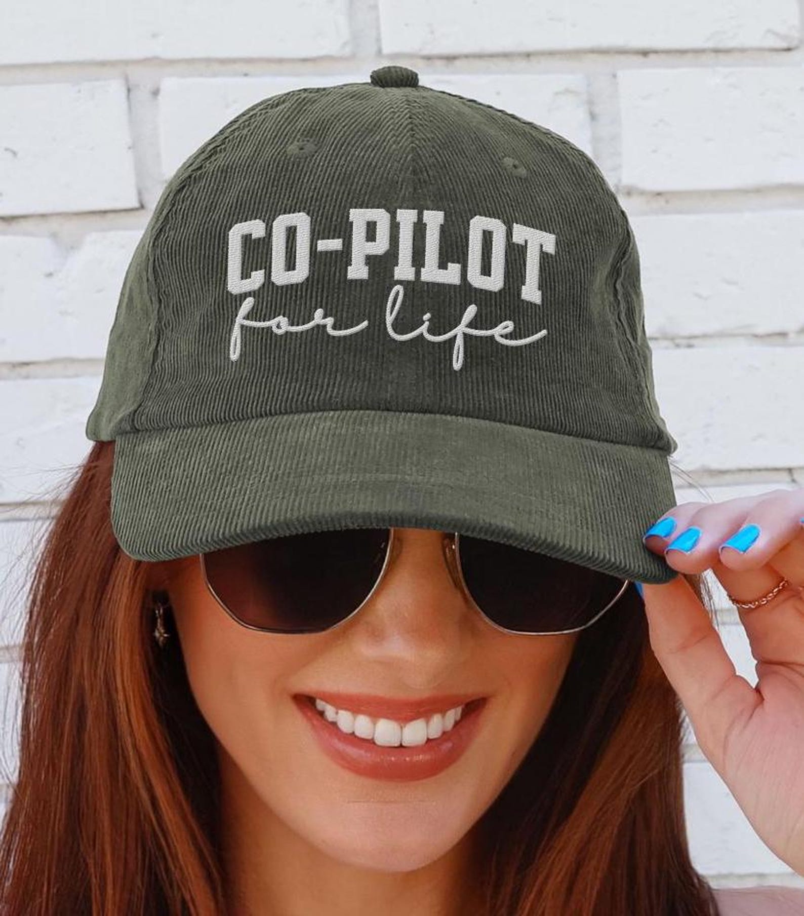 Embroidered Pilot Wife Gift Corduroy Hat Airline Pilot Wife Gift Cap ...