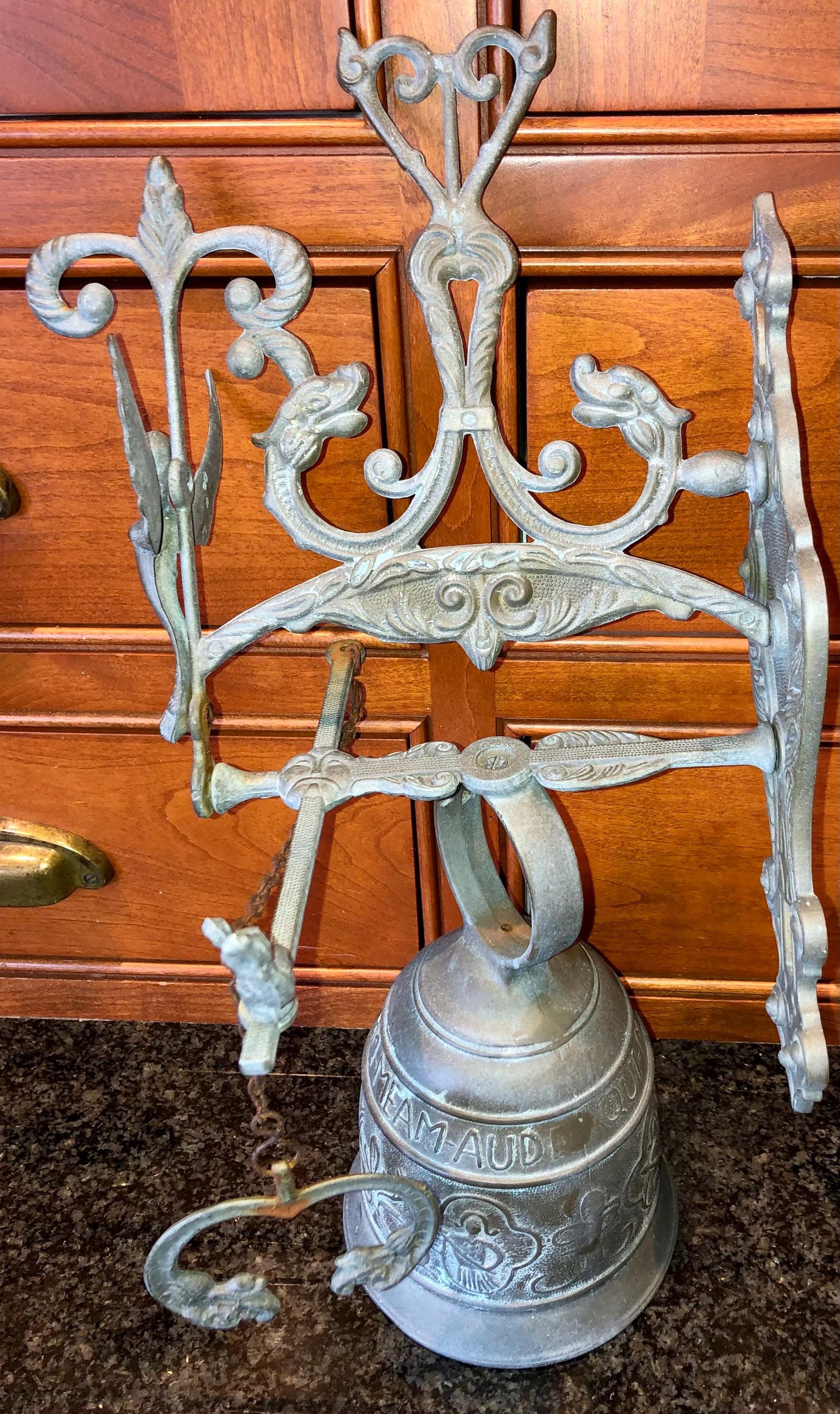Antique Brass Door Bell, Wall Mount Ornate Monastery Dinner Bell, Door ...