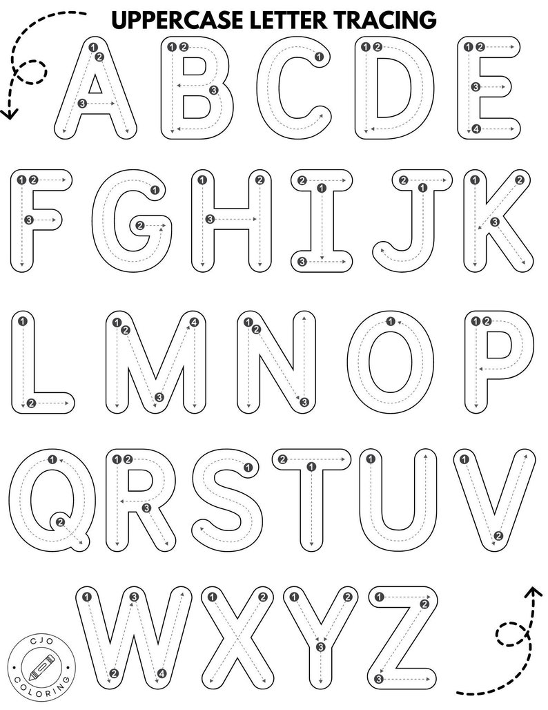 Printable Letter Tracing Worksheet, Uppercase and Lowercase Letters - Etsy
