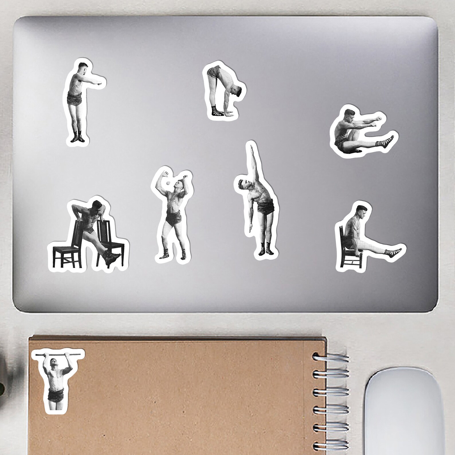 Old Fashioned Muscle Man 2 Sticker Set 8 Vinyl Workout - Etsy