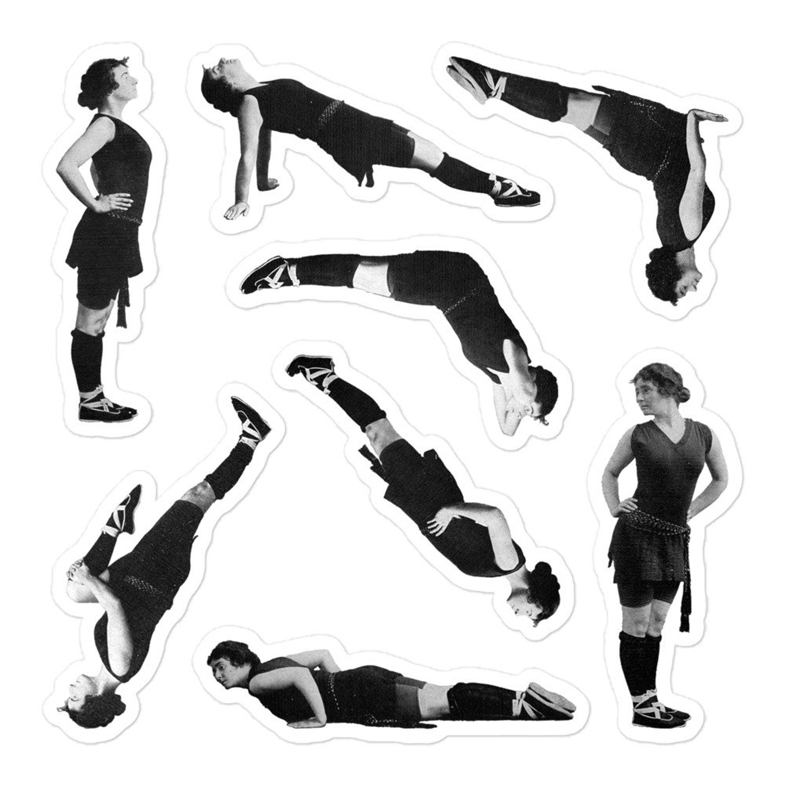 Retro Limber Ladies #1 Sticker Set | 8 Vinyl Workout Women Stickers ...