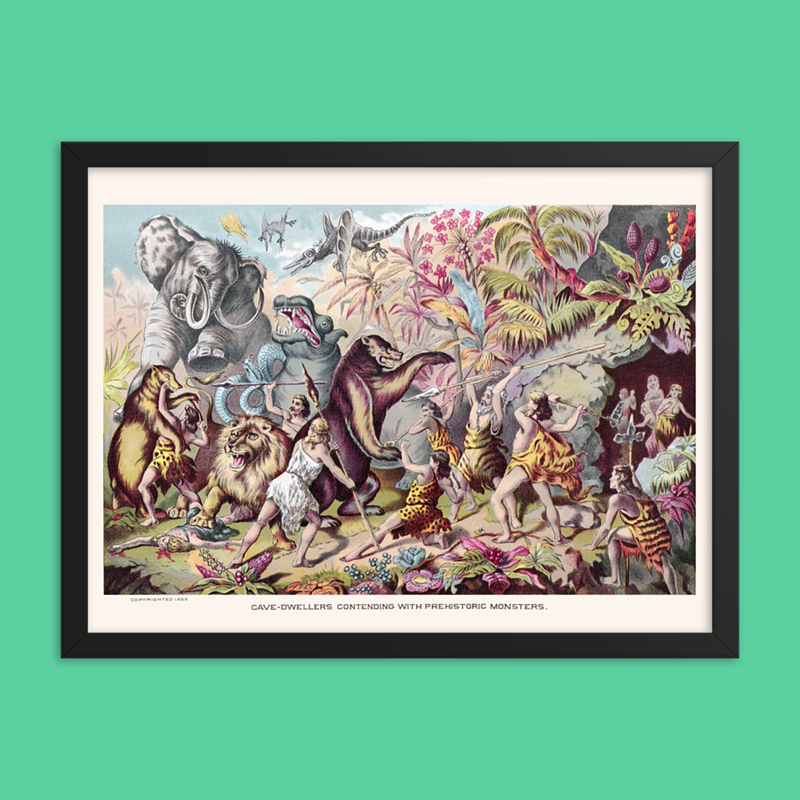 Prehistoric Poster: Cave Dwellers Contend with Prehistoric | Etsy