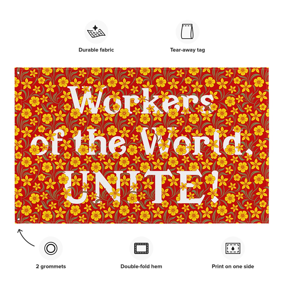 Workers Flag: Workers of the World Unite Floral 3x5 Foot - Etsy