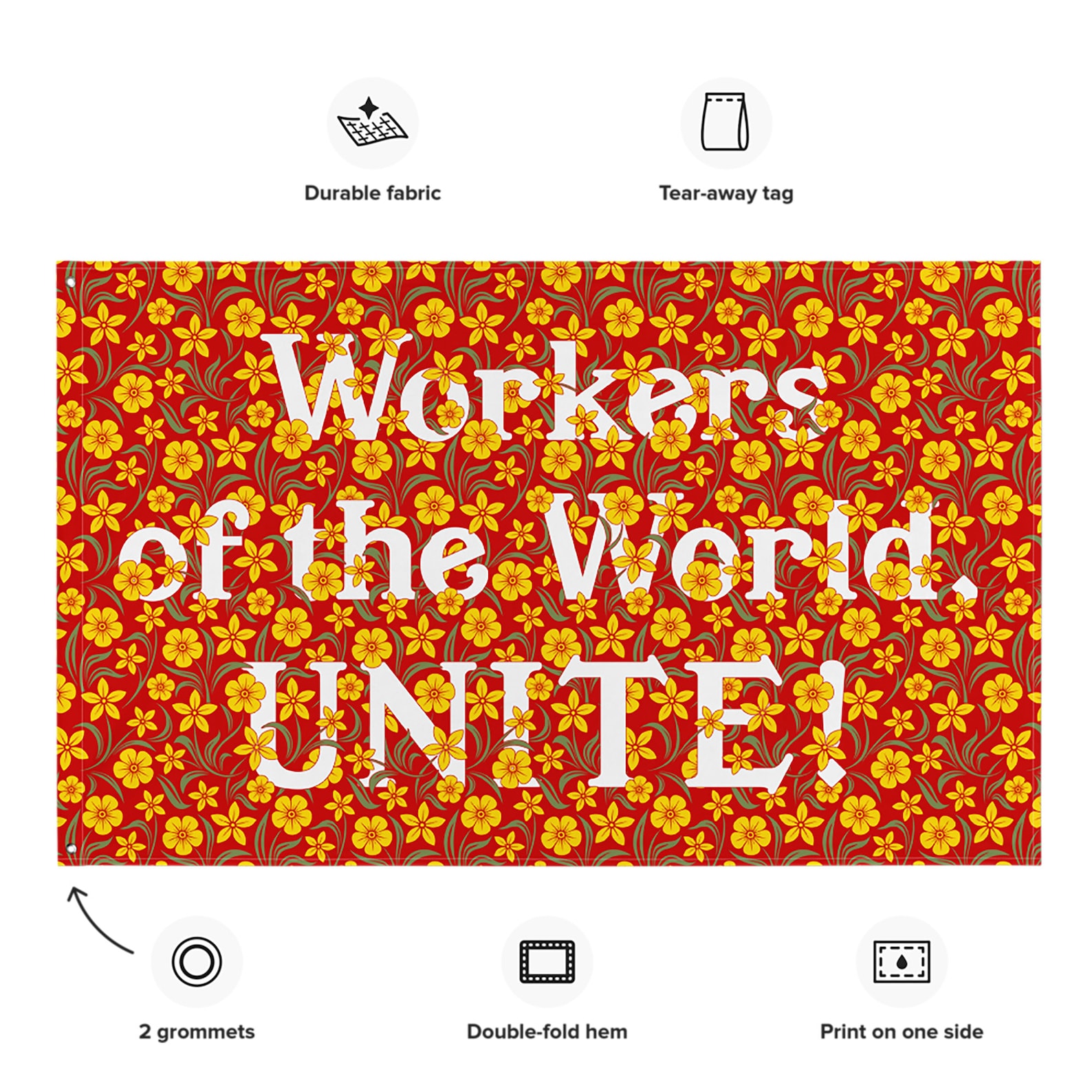 Workers Flag: Workers of the World Unite Floral 3x5 Foot - Etsy