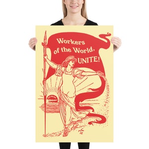 Leftist Poster: Workers of the World, Unite! Retro Walter Crane Style ...