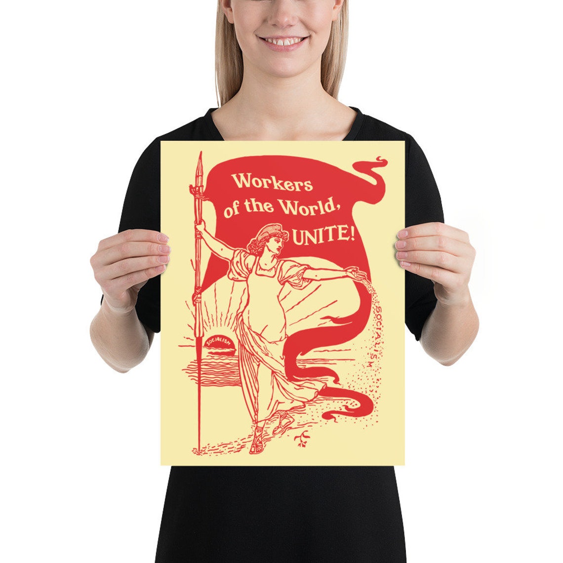 Leftist Poster: Workers of the World, Unite! Retro Walter Crane Style ...