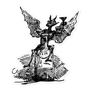 Bottle Imp Sticker | Georgian Gin Demon | Retro Alcohol, Drinking Vinyl ...