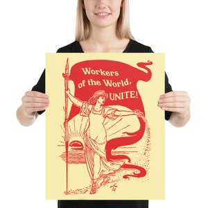 Leftist Poster: Workers of the World, Unite! Retro Walter Crane Style ...