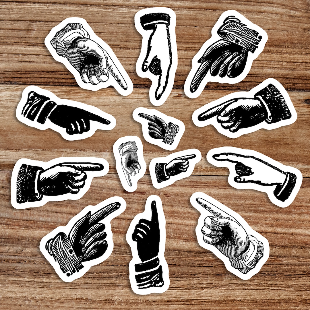 Pointing Fingers Sticker Set | 13 Old Fashioned This Way Hand Vinyl ...
