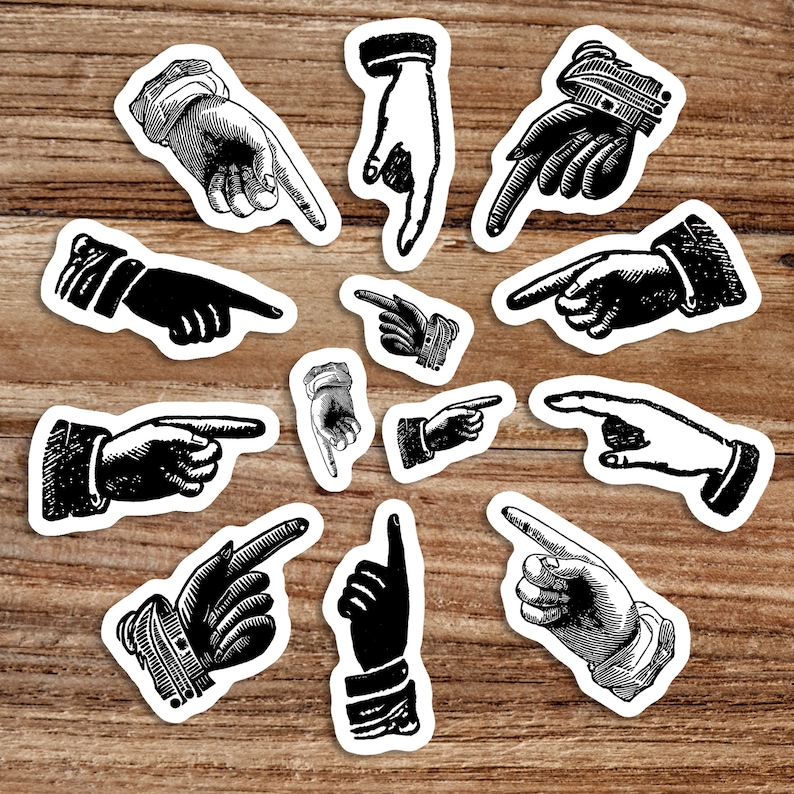 Pointing Fingers Sticker Set 13 Old Fashioned This Way Hand - Etsy
