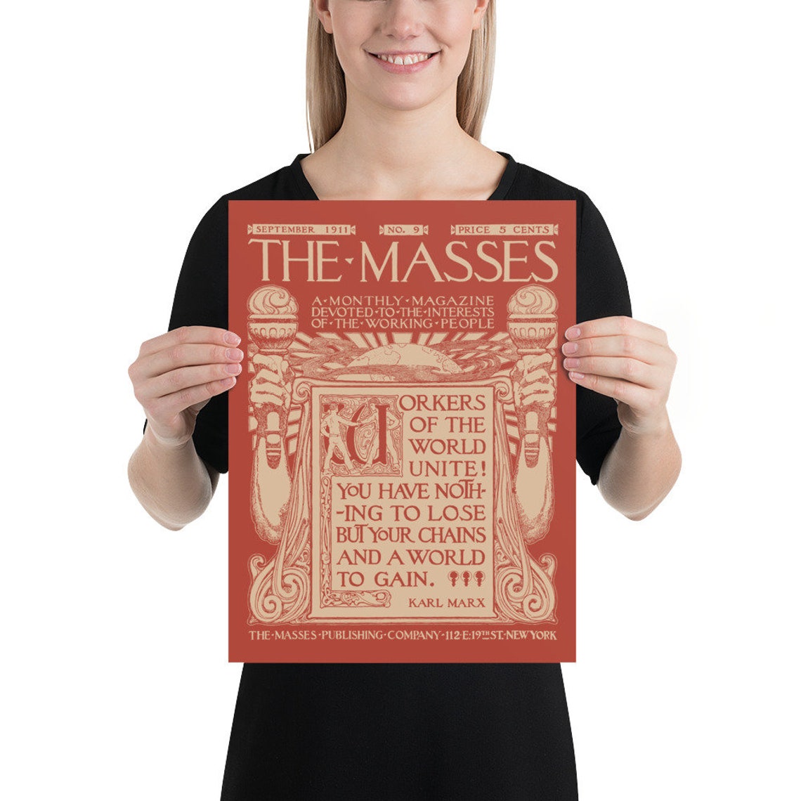 Marxist Poster: Workers of the World Unite! Retro Masses Magazine Cover ...