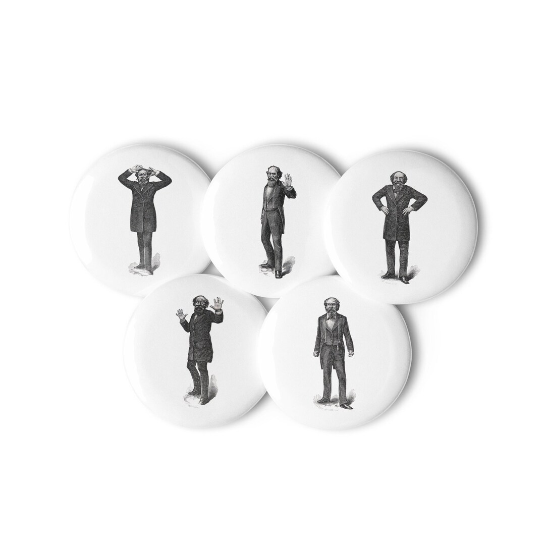 Set of Five Victorian Mood Men Pins, Reactions Emotions | Anger Horror ...