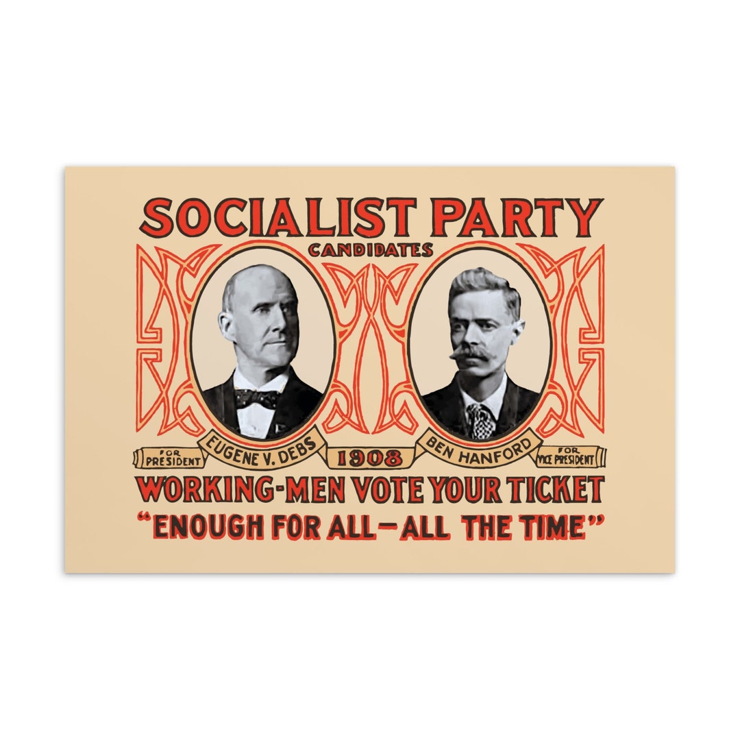 Socialist Party 1908 Campaign Poster Small Print, 4x6" Postcard Leftist ...