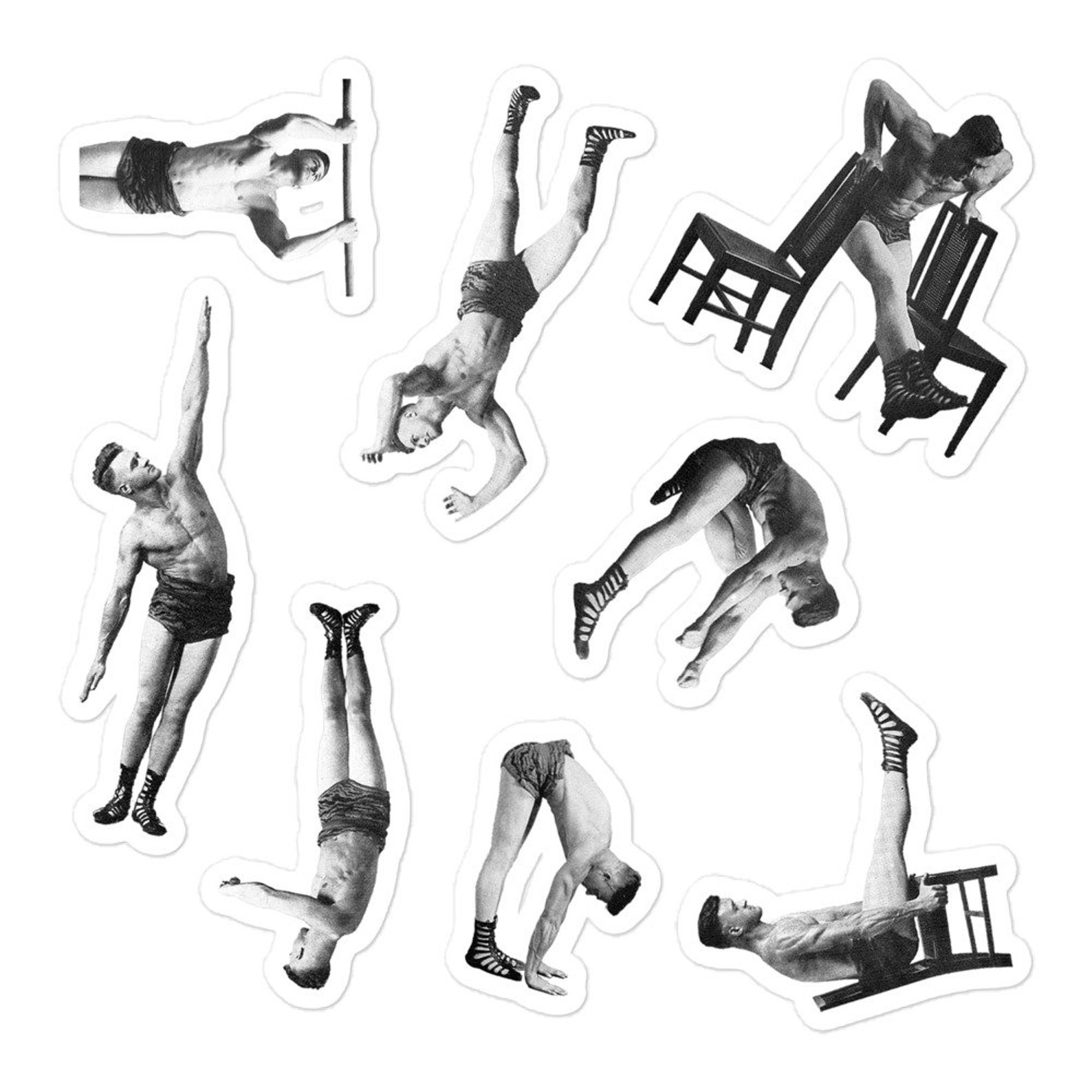 Old Fashioned Muscle Man 2 Sticker Set 8 Vinyl Workout - Etsy