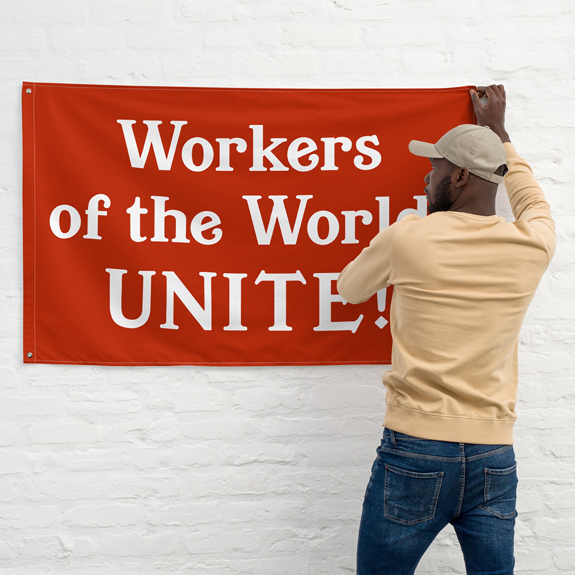 Workers Flag: Workers of the World, Unite! 34.5x56 Inch Retro Socialist ...