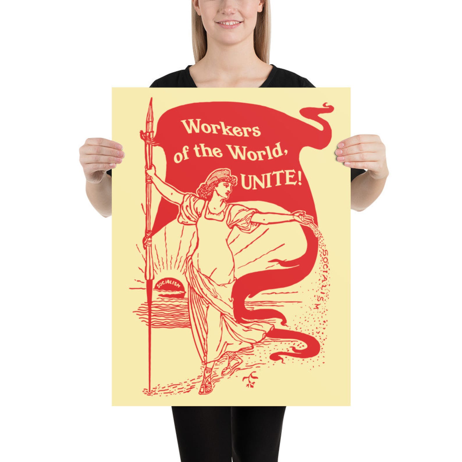Leftist Poster: Workers of the World, Unite! Retro Walter Crane Style ...