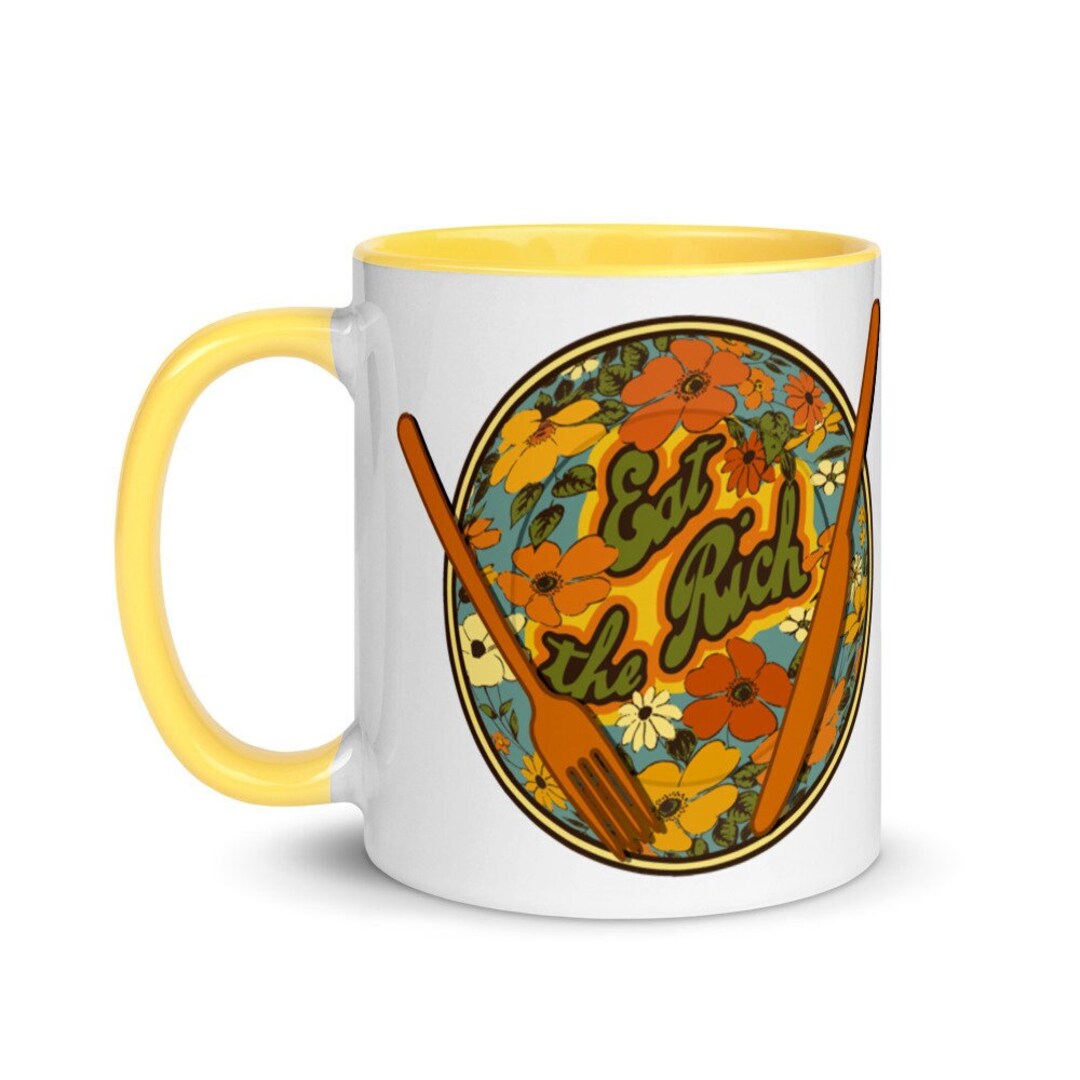 Leftist Mug: Eat the Rich Retro 1970s Style, Yellow Inside Socialist ...