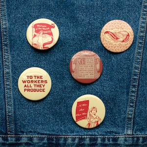 Set of Five Retro Leftist Pinbacks | Socialist, Communist, Solidarity ...