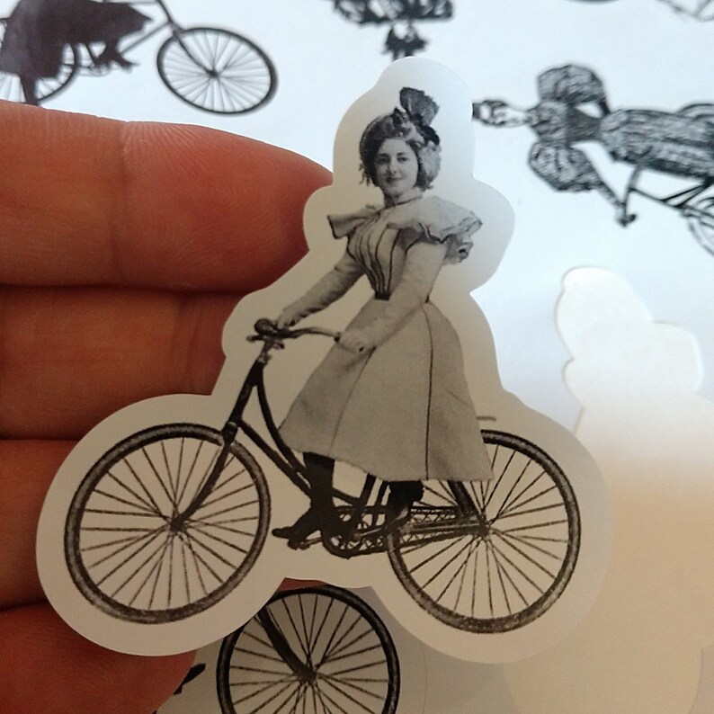 Bicycle Ladies Sticker Set, 8 Vinyl Victorian Women Riding Antique ...