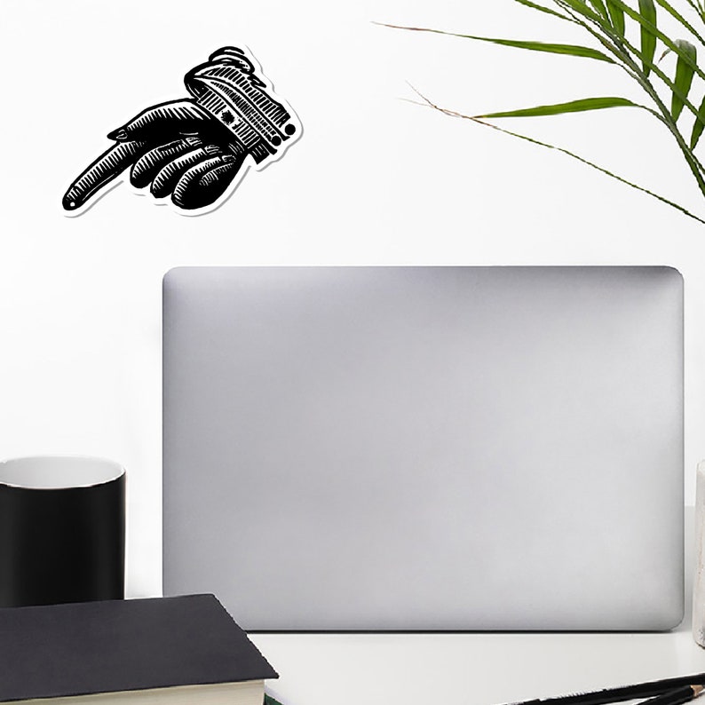 Victorian Pointing Finger #1 Large Vinyl Sticker: Retro Antique Style ...