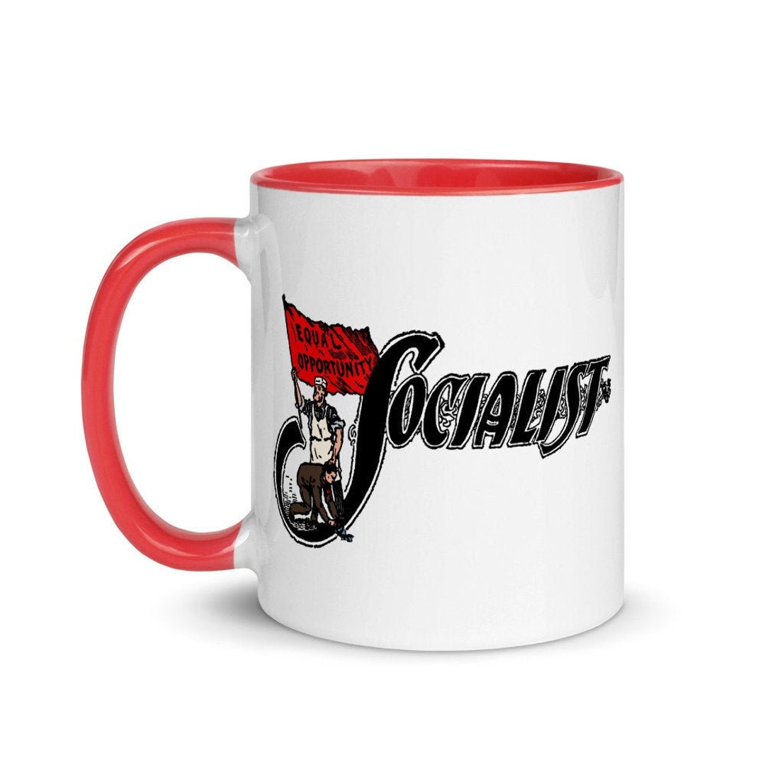 Retro Socialist Mug: Socialist Flag, Red Interior, Leftist Pro-labor ...