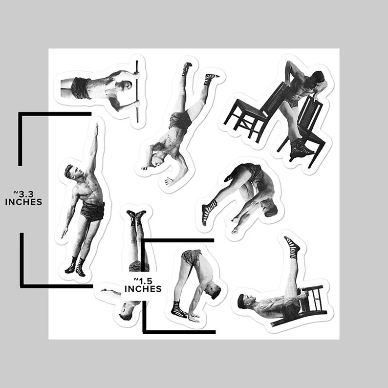 Old Fashioned Muscle Man 2 Sticker Set 8 Vinyl Workout - Etsy