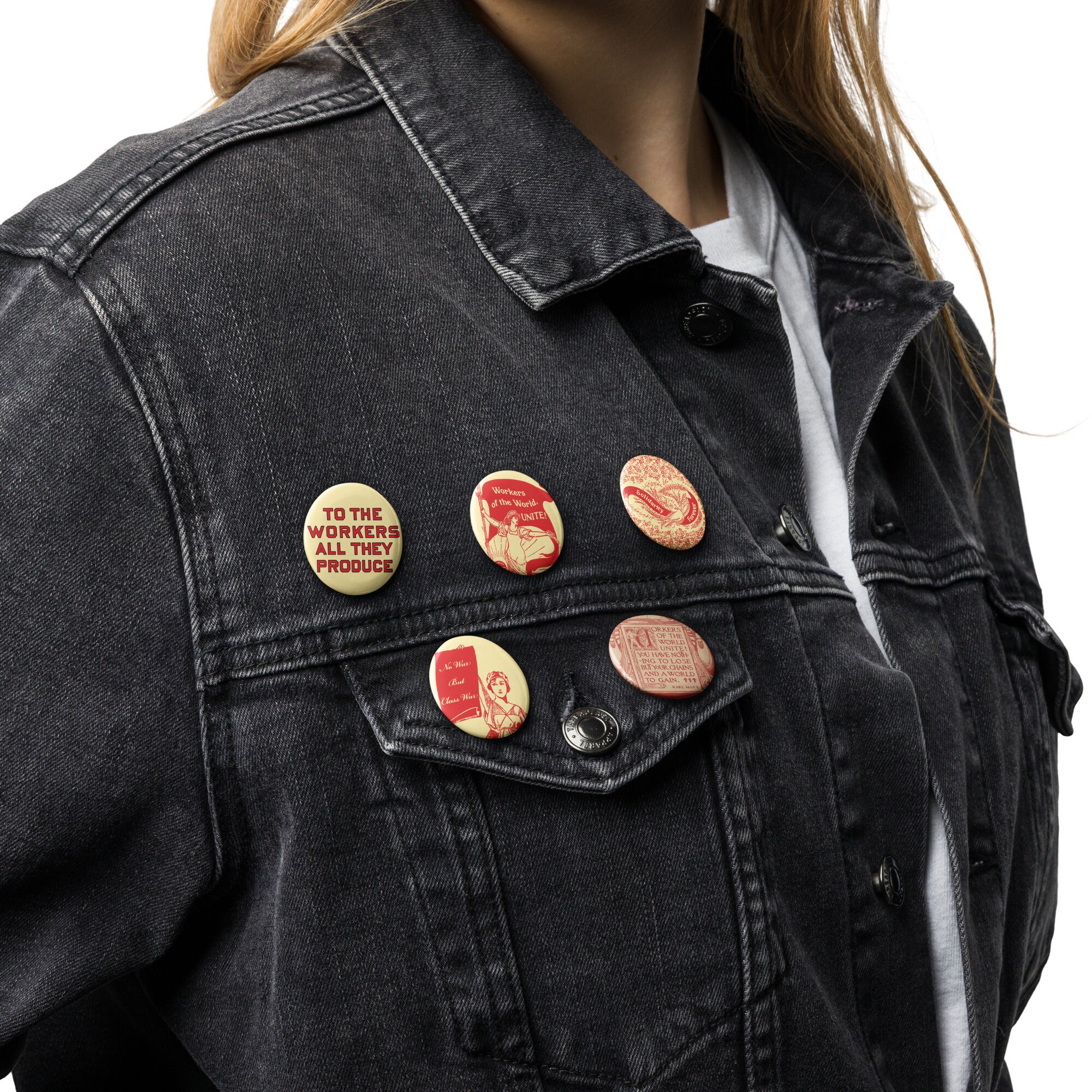 Set of Five Retro Leftist Pinbacks | Socialist, Communist, Solidarity ...