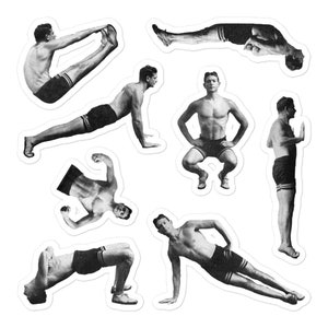 Old Fashioned Muscle Man #1 Sticker Set | 8 Vinyl Workout Stickers ...