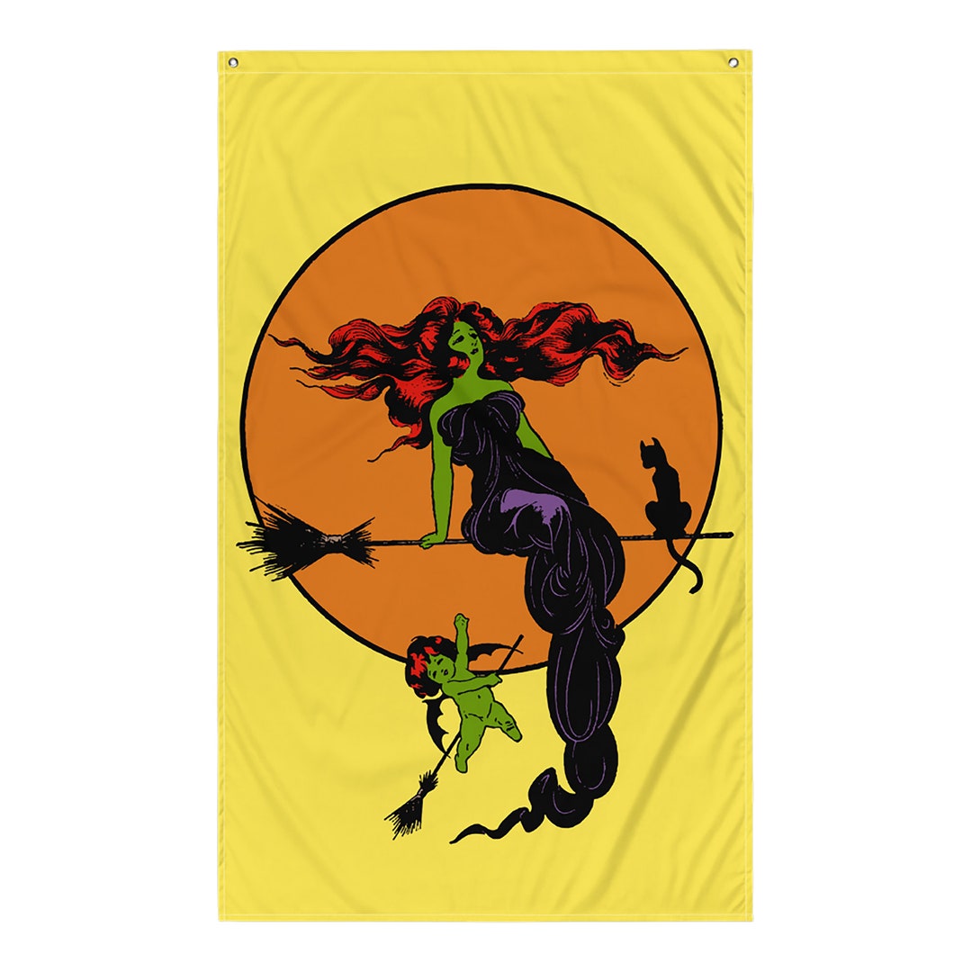Witchy Flag, Retro Elegant "modern" Witch | 56x34.5 Inch Edwardian ...