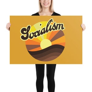 Socialist Poster: Retro 1970s Style Socialism Sunrise | Leftist Anti ...