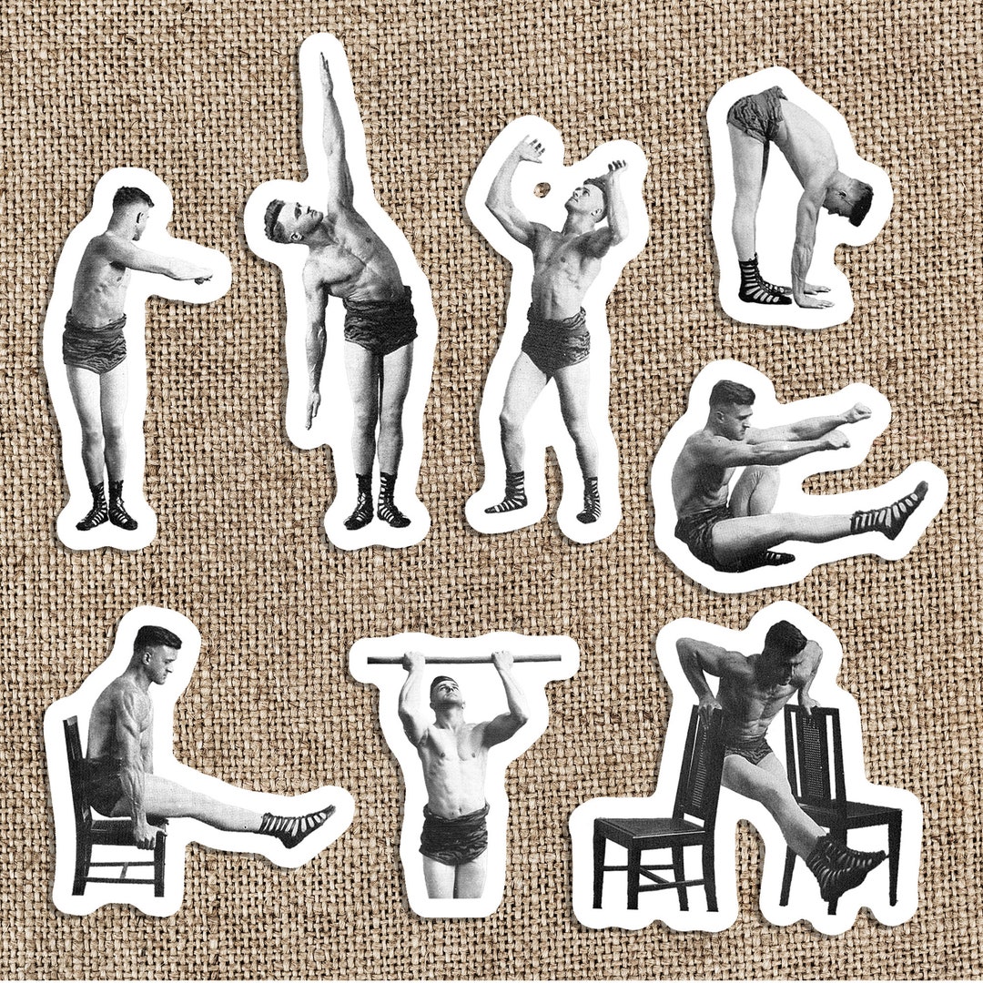Old Fashioned Muscle Man 2 Sticker Set 8 Vinyl Workout Stickers ...