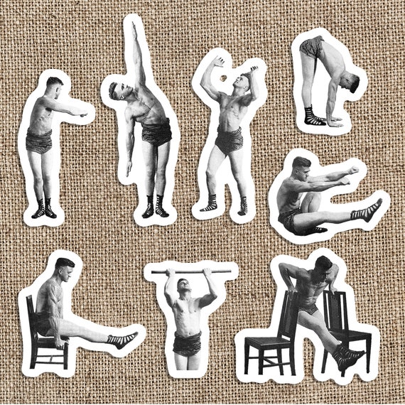 Old Fashioned Muscle Man 2 Sticker Set 8 Vinyl Workout - Etsy