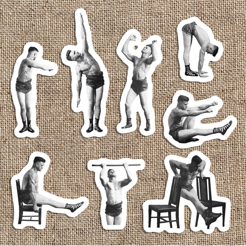 Old Fashioned Muscle Man 2 Sticker Set 8 Vinyl Workout - Etsy