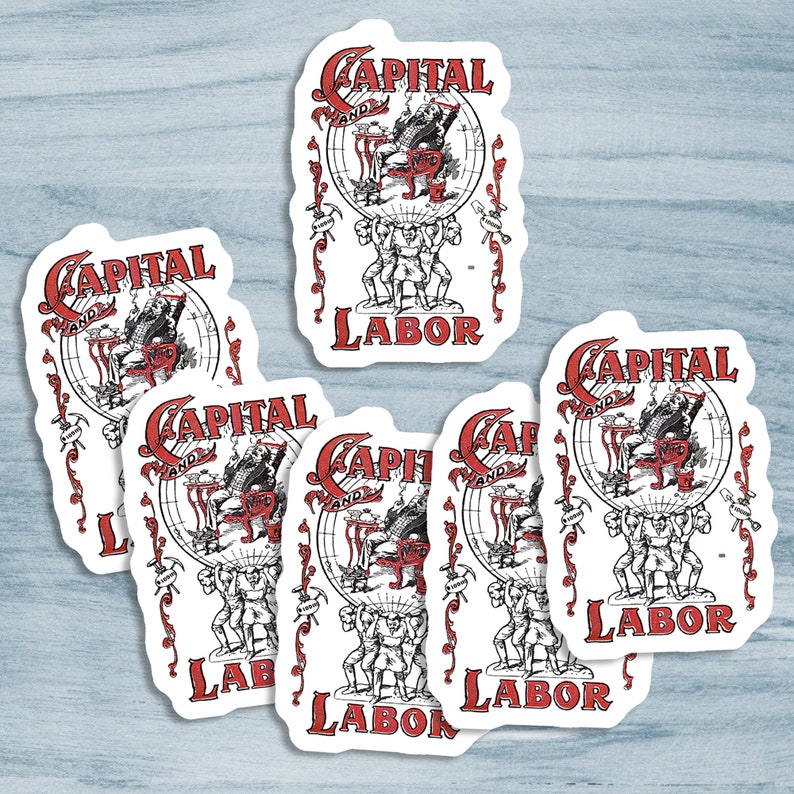 Set Capital and Labor Stickers 6 Vinyl Stickers Edwardian - Etsy