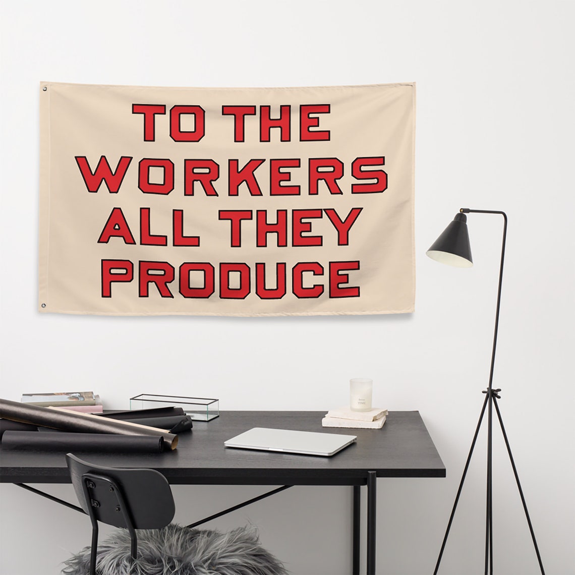 Workers Flag: to the Workers All They Produce, 34.5x56 Inch Retro ...