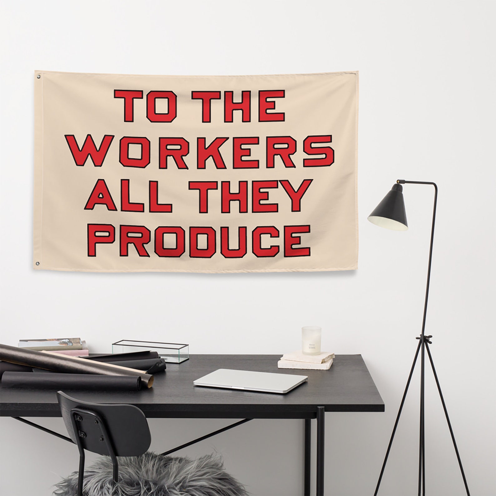 Workers Flag: to the Workers All They Produce, 34.5x56 Inch Retro ...
