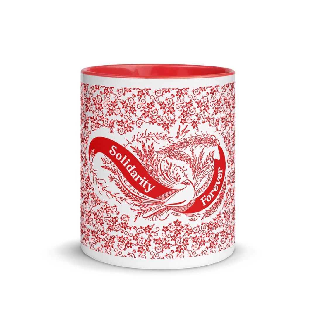 Leftist Floral Mug: Solidarity Forever Banner With Birds & Flourishing ...