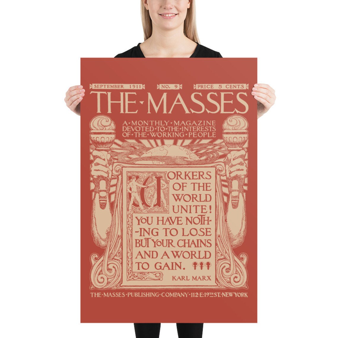 Marxist Poster: Workers of the World Unite! Retro Masses Magazine Cover ...