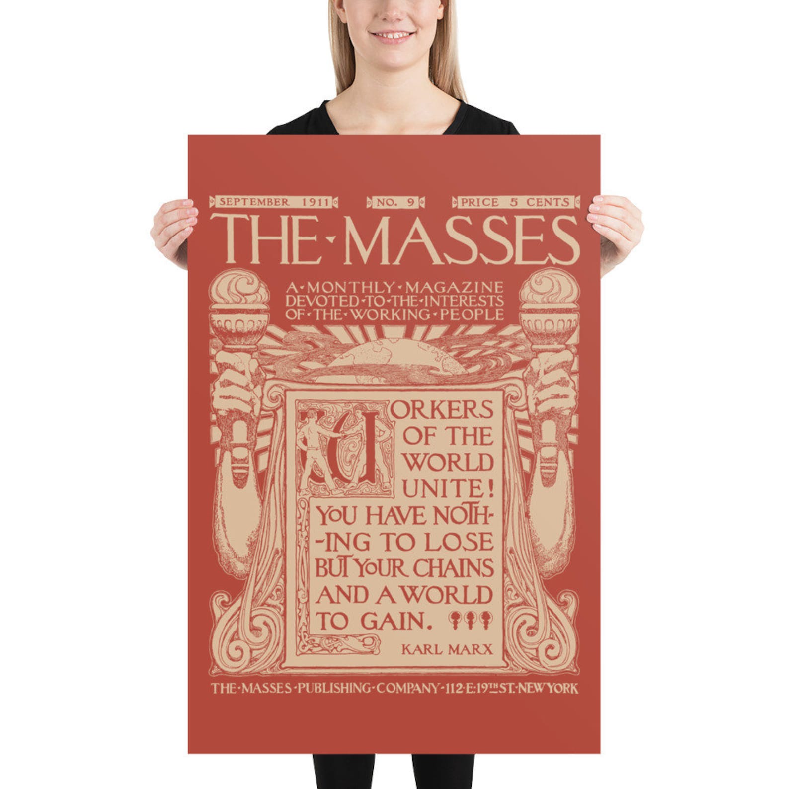 Marxist Poster: Workers of the World Unite! Retro Masses Magazine Cover ...