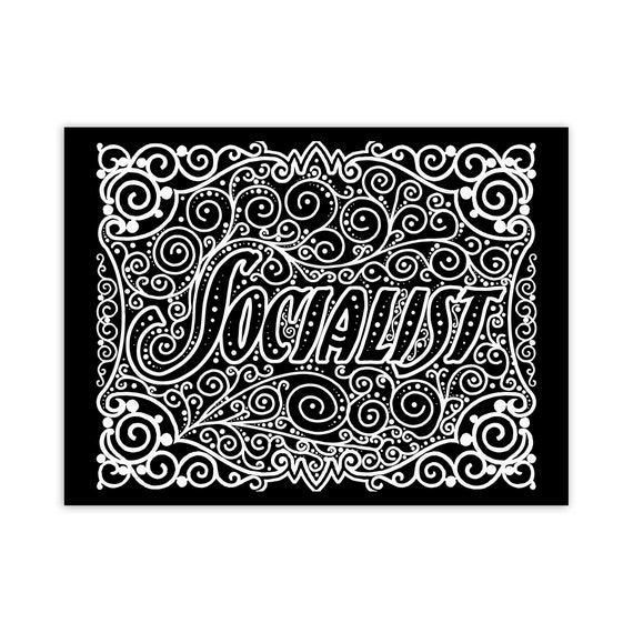 Socialist Poster: Art Nouveau Style Socialism Black and White | Etsy