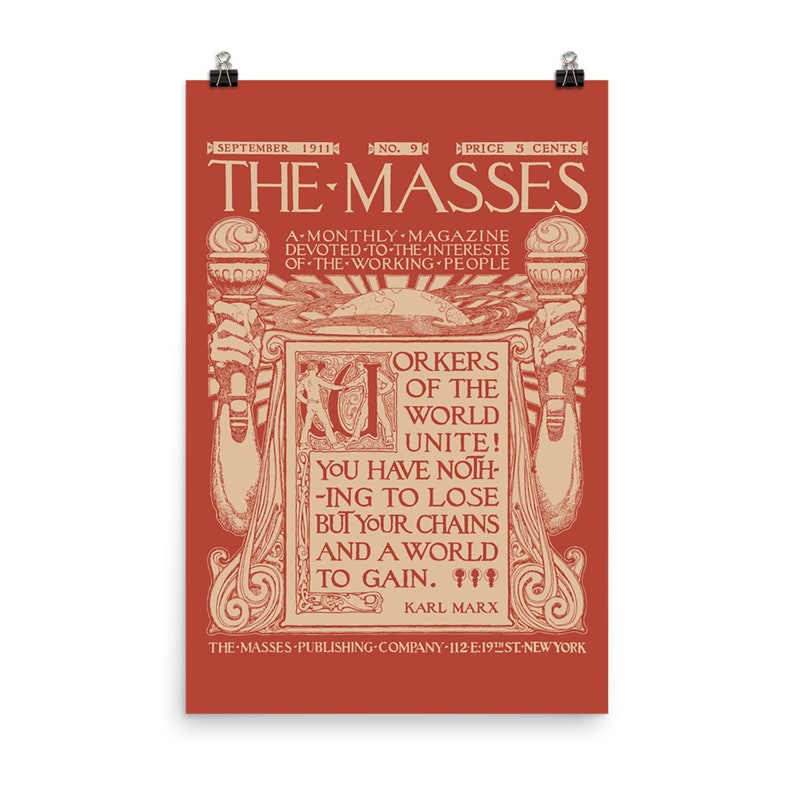 Marxist Poster: Workers of the World Unite! Retro Masses Magazine Cover ...