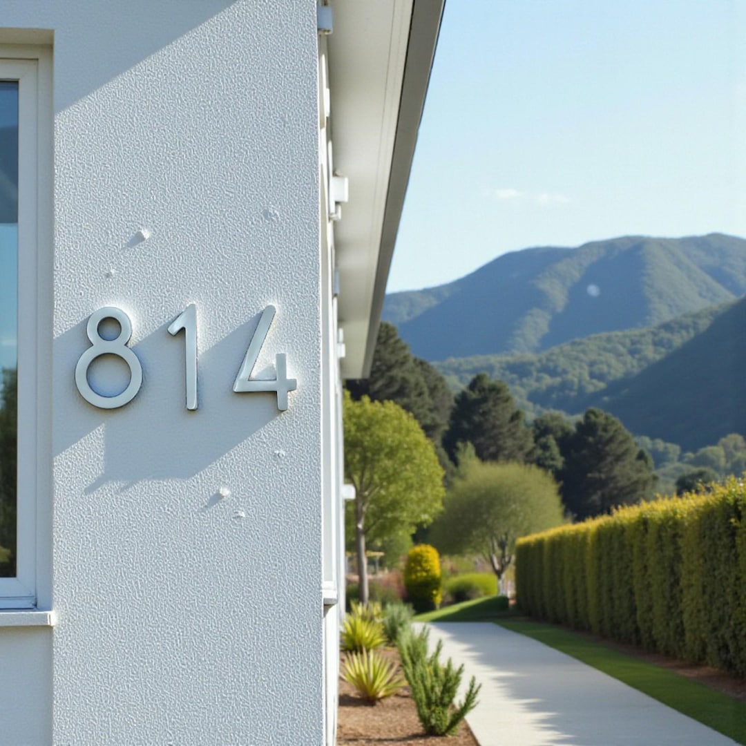 Set of 3 Modern Deco House Number Sign | Metal Address Number Plaque ...
