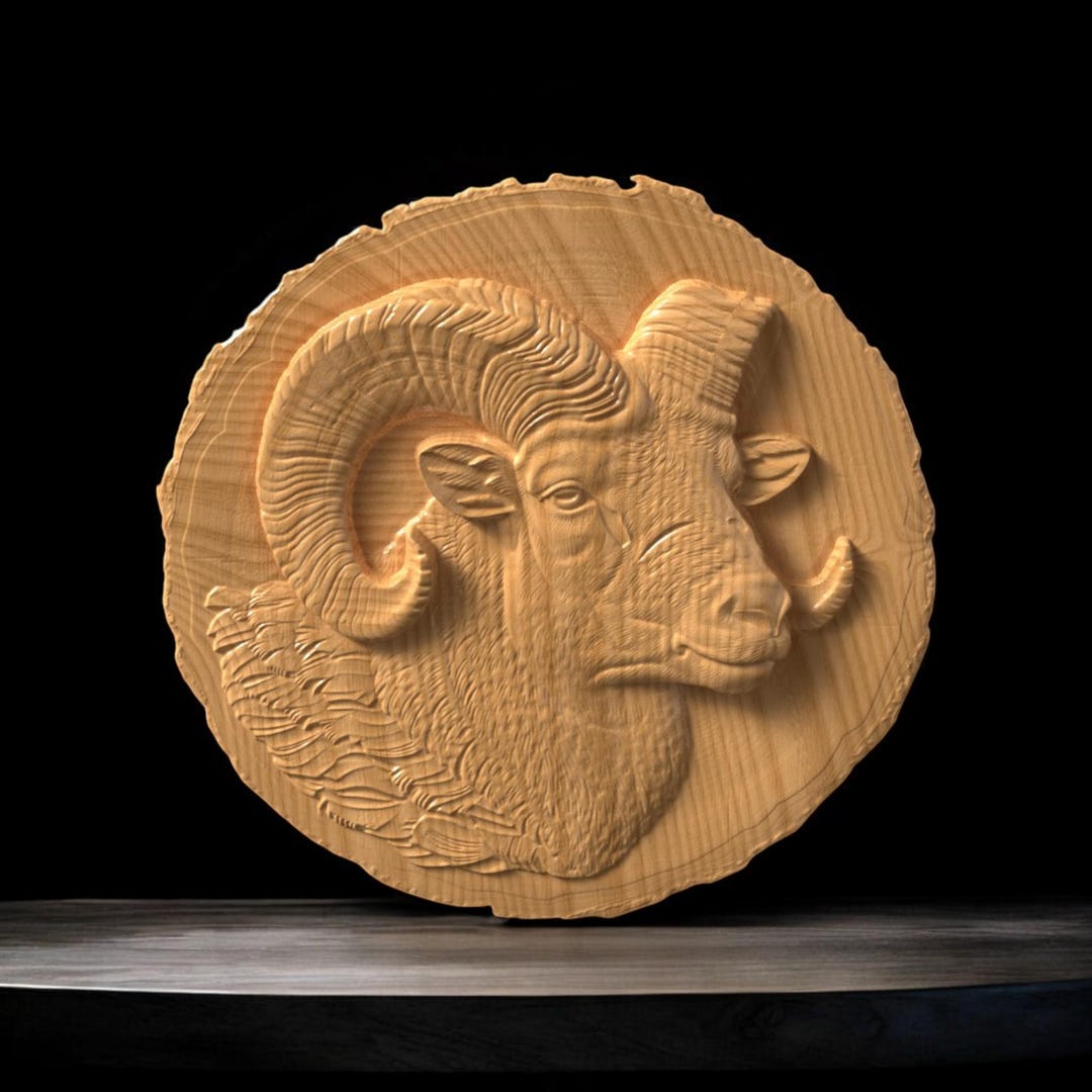 Ram - Plaque - Sign - - Wall Decor - CNC Carving - STL - Download ...