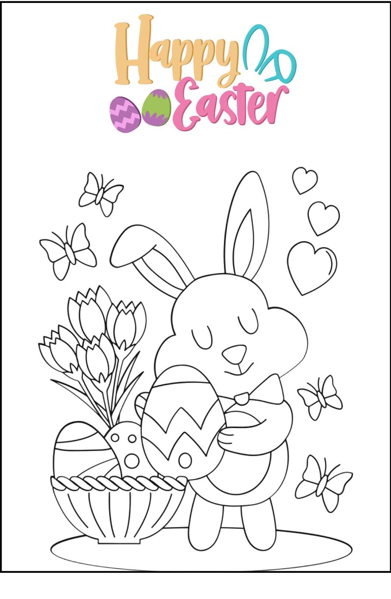 20 Printable Page Easter Coloring Book, Fun Coloring Pages for Kids to ...